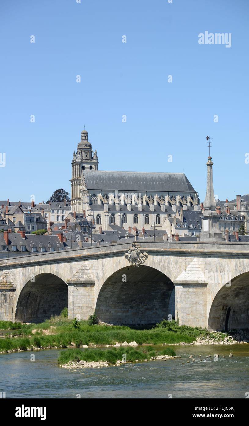 blois, loire bridge, blois cathedral, loire bridges Stock Photo - Alamy