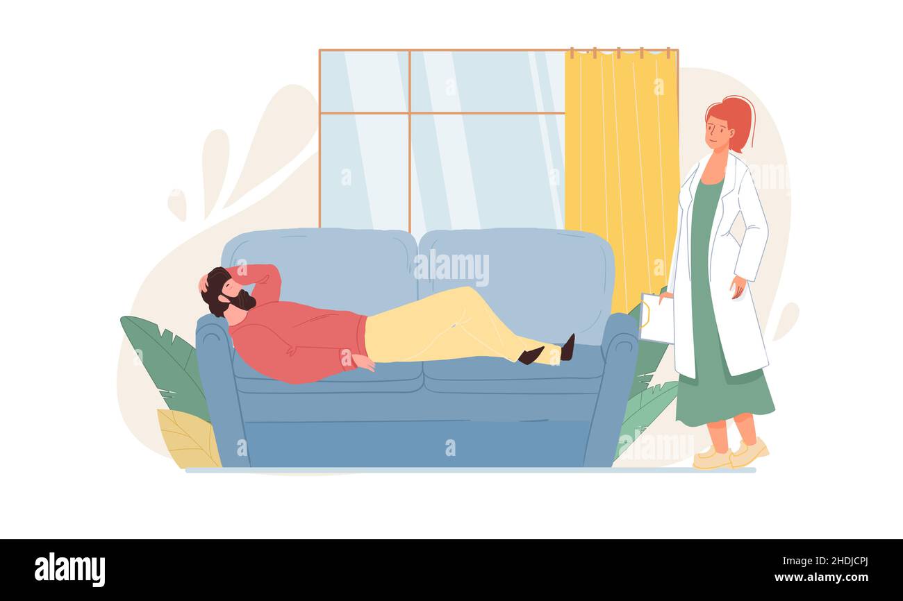 Flat cartoon patient and doctor characters,medical vector illustration ...