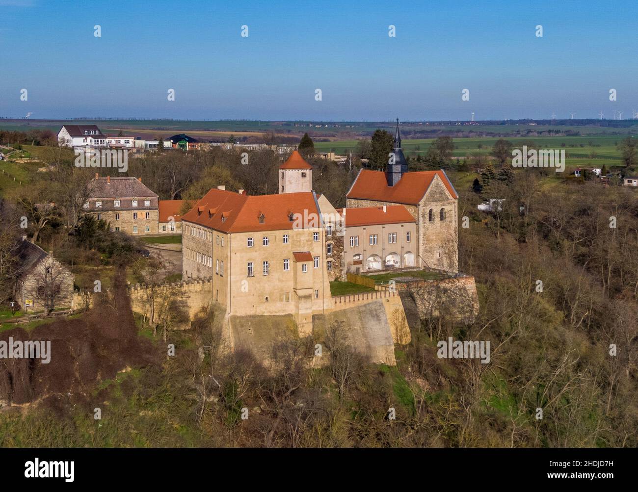 Aerial view of the Goseck castle and monastery complex in Germany Stock ...