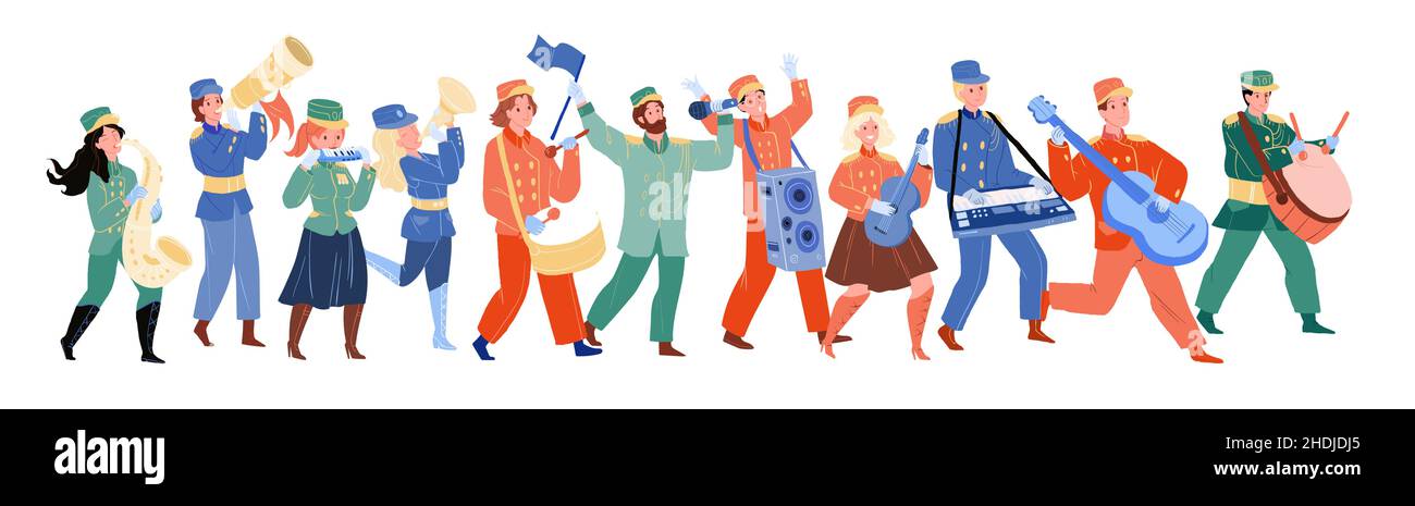 Music band characters playing different instrument Stock Vector Image ...