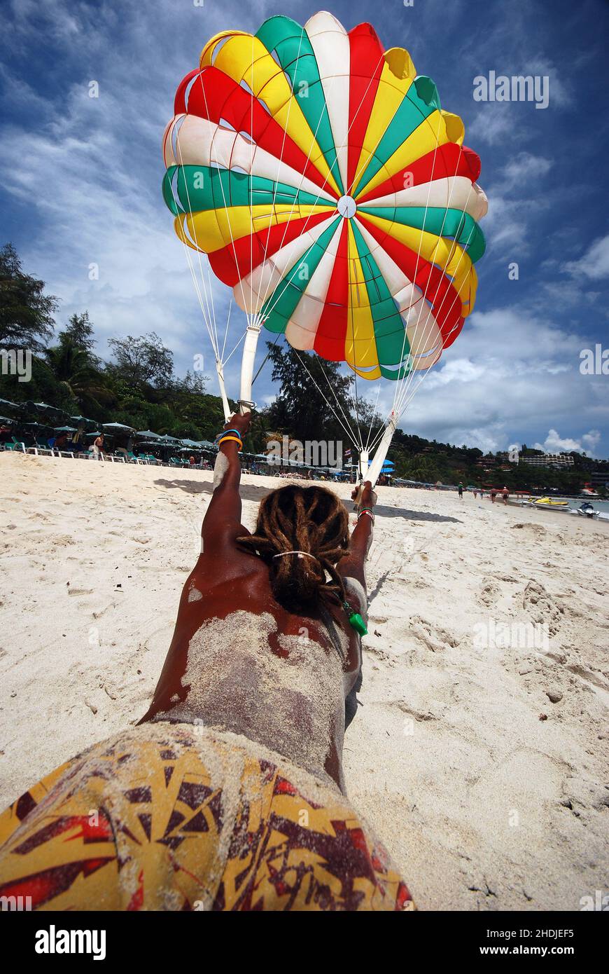 young man, parachute, pulling, guy, man, men, young, parachutes Stock ...