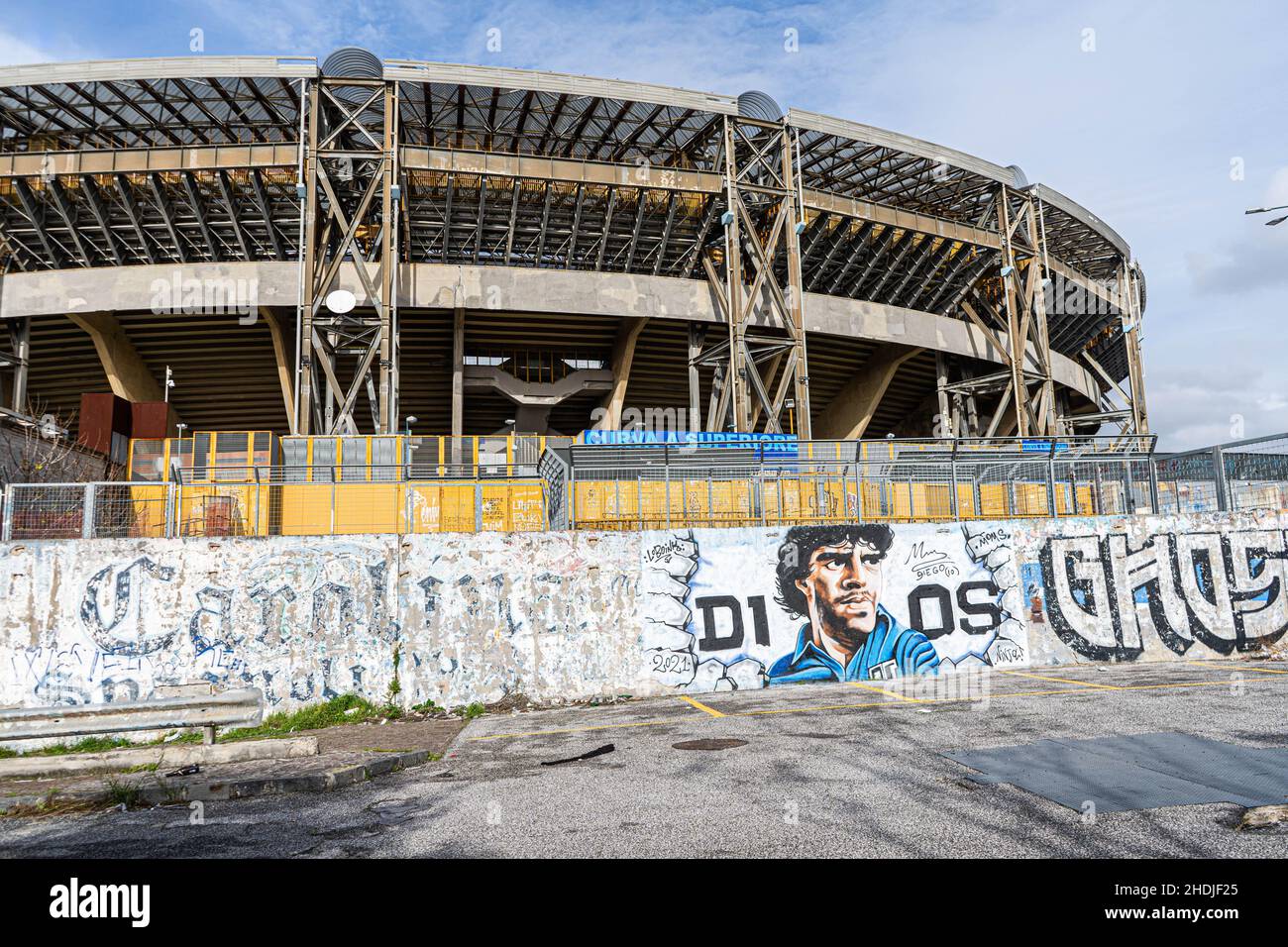 Tributes outside the Diego Maradona stadium in Naples Italy which which ...