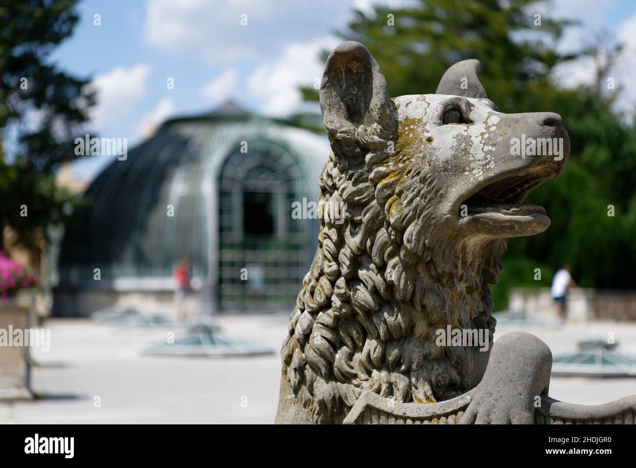 dog, stone figure, eisgrub castle, dogs, stone figures Stock Photo - Alamy