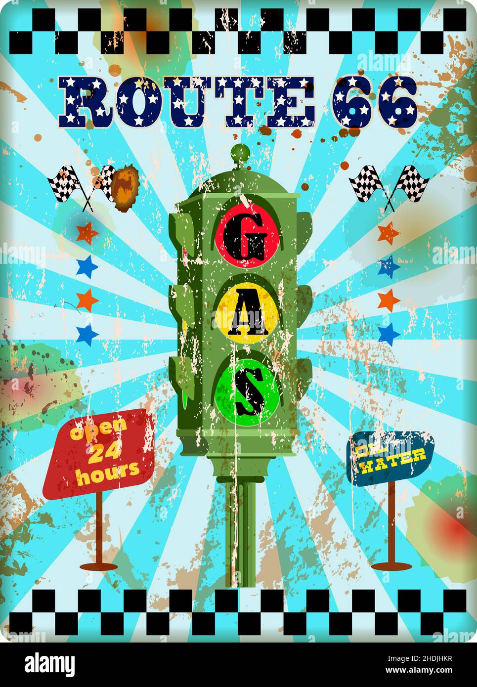 retro, stoplight, shield, route 66, old fashioned, retro style ...