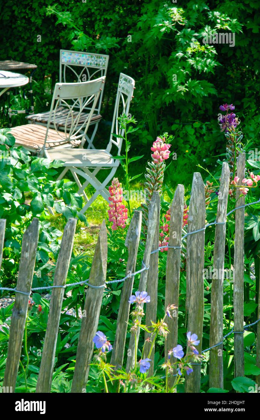 garden chair, garden fence, flower bed, garden chairs, fences, flower ...