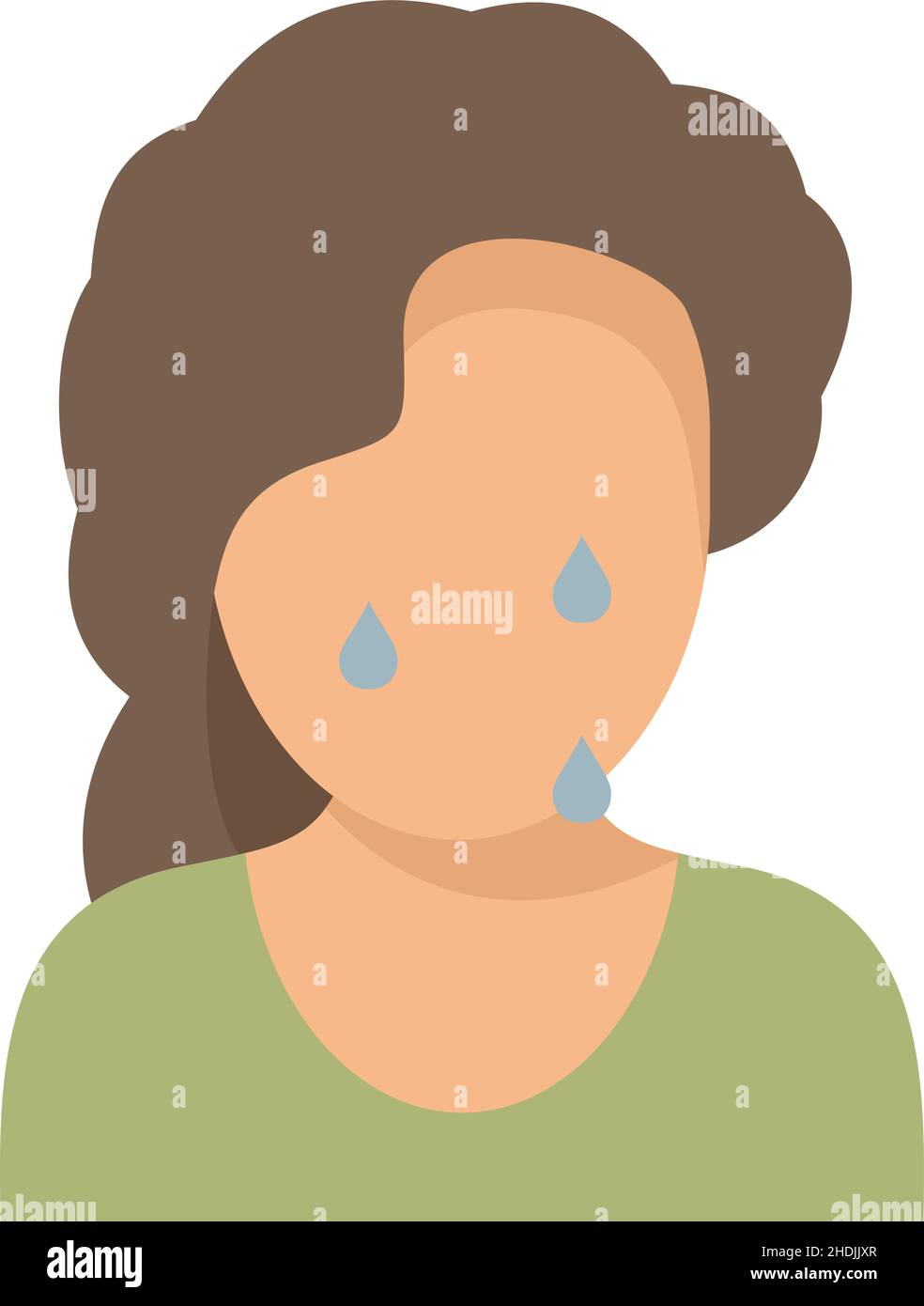 Teen problem crying icon. Flat illustration of Teen problem crying ...