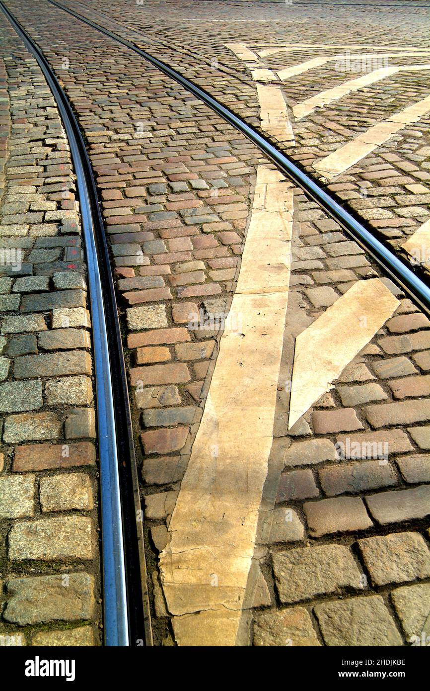 track, cobblestone, tracks, cobblestones Stock Photo - Alamy