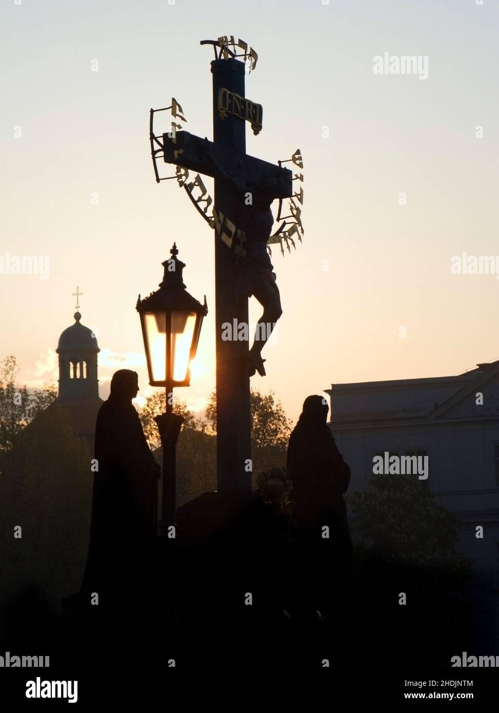 silhouette, cross, charles bridge, silhouettes, crosses, charles ...