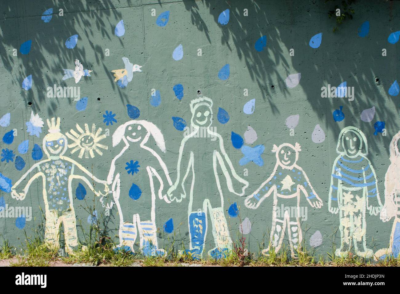 friendship, togetherness, mural, child's drawing, friendships ...