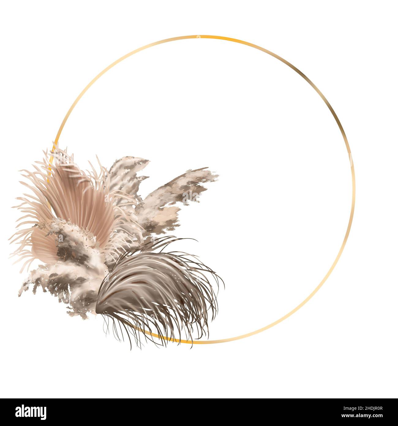 Watercolor frame made of pampas grass. beautiful boho frame Stock Photo ...