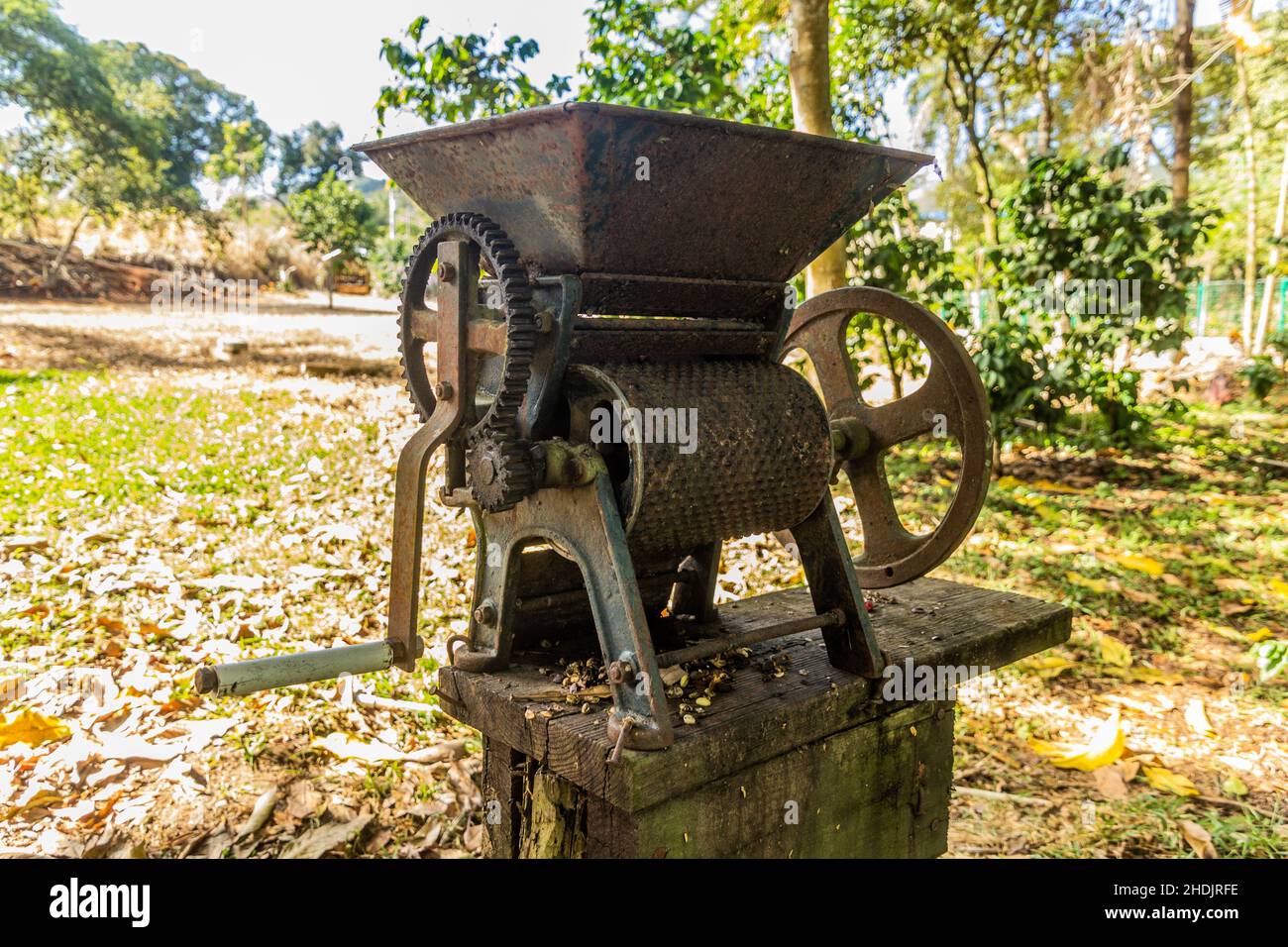 Old coffee beans peeler in Jarabacoa, Dominican Republic Stock Photo ...