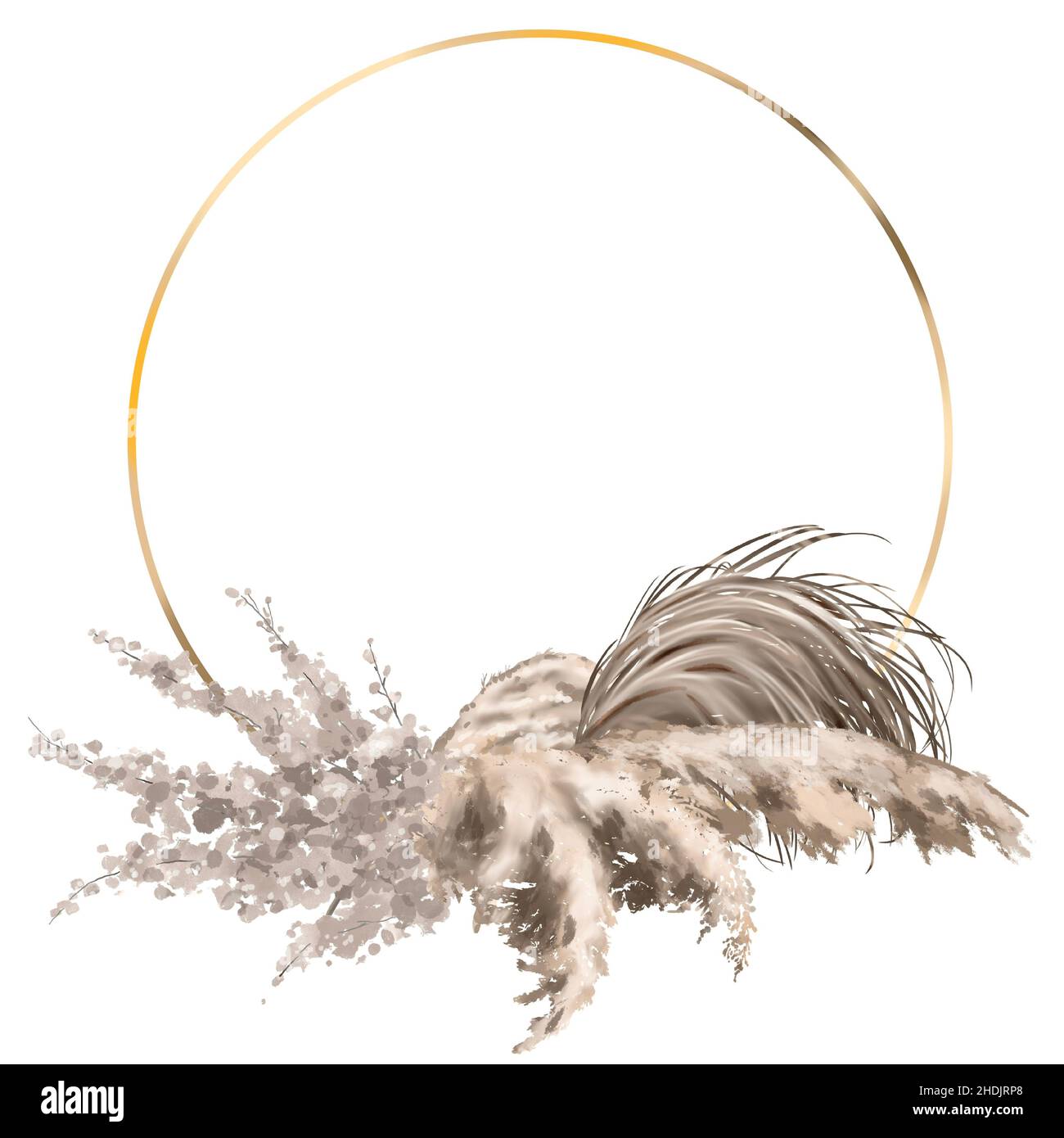 Watercolor frame made of pampas grass. beautiful boho frame Stock Photo ...