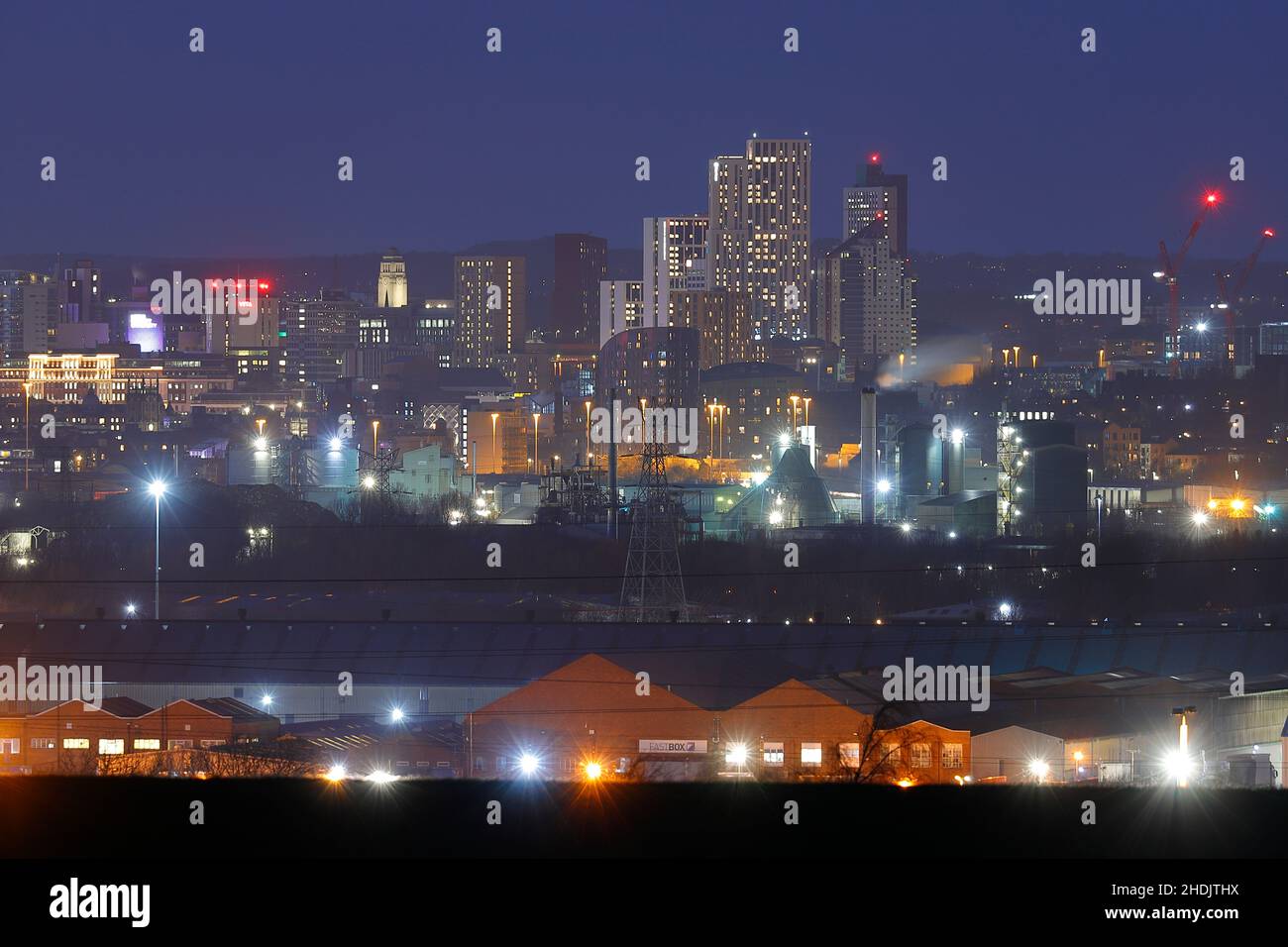 Leeds City Skyline at night Stock Photo - Alamy