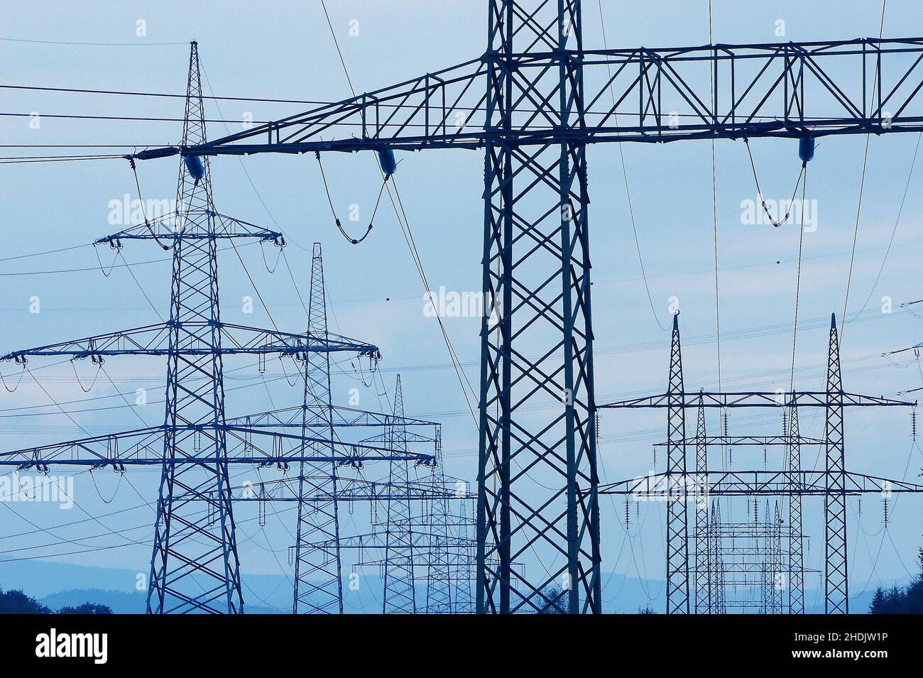 mast, power line, masts, power lines Stock Photo - Alamy