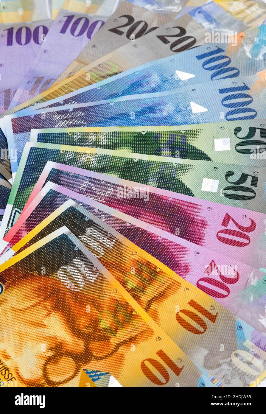 cash trays, swiss franc, cash tray, swiss francs Stock Photo - Alamy