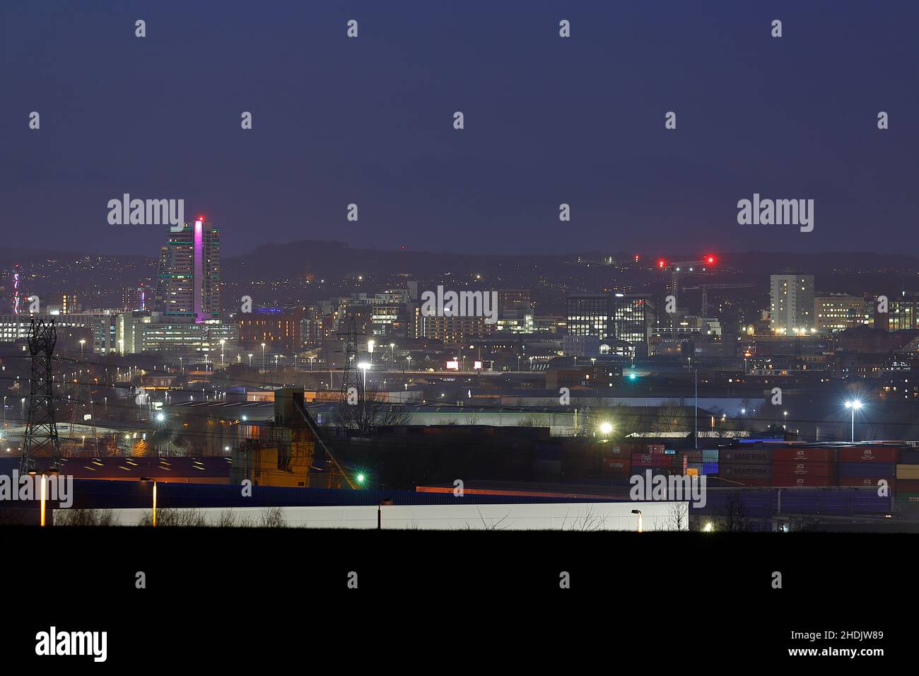 Leeds City Skyline at night Stock Photo - Alamy