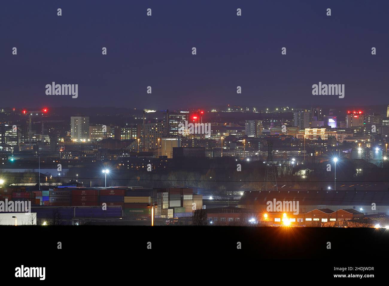 Leeds City Skyline at night Stock Photo - Alamy