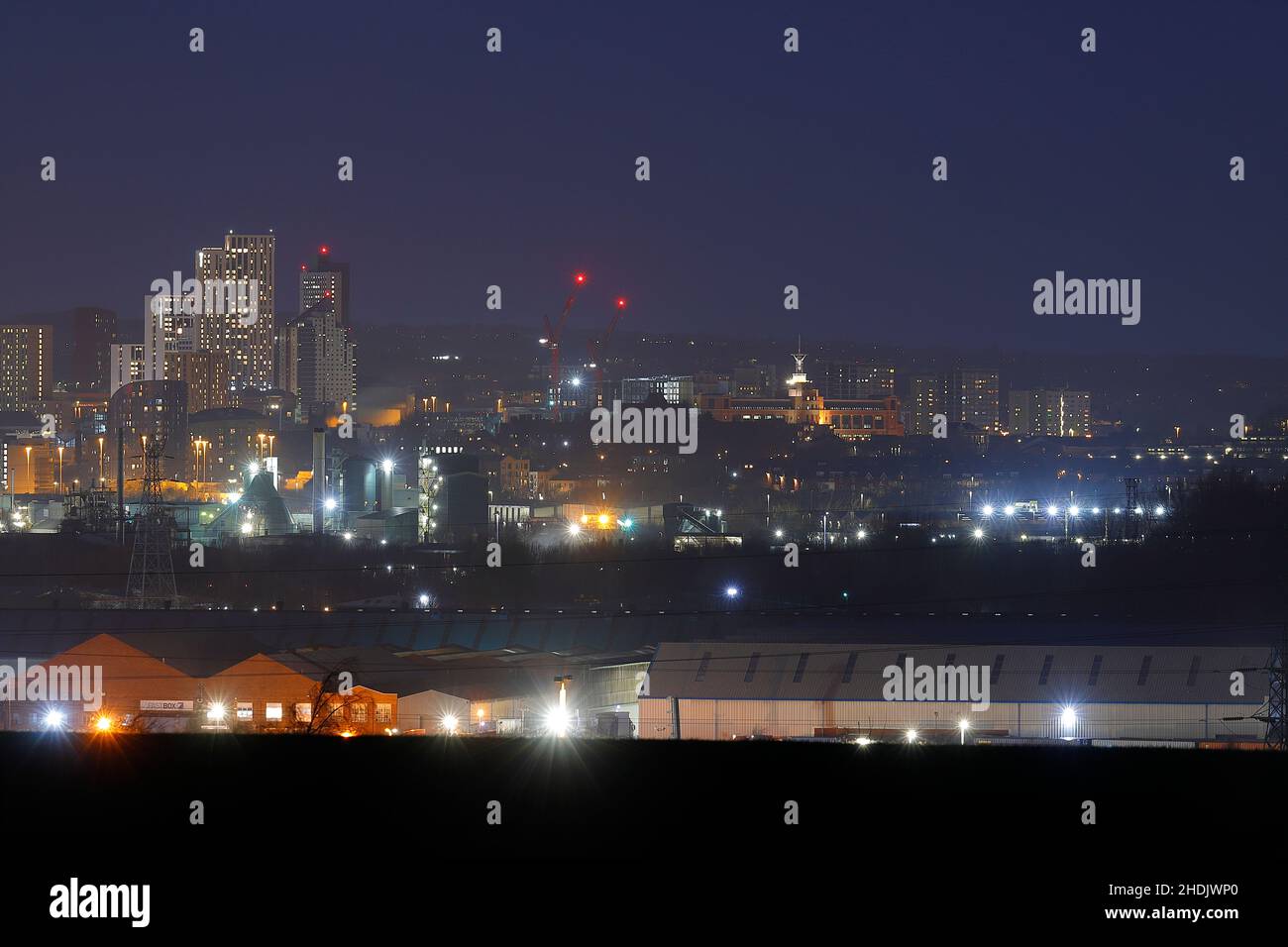 Leeds City Skyline at night Stock Photo - Alamy