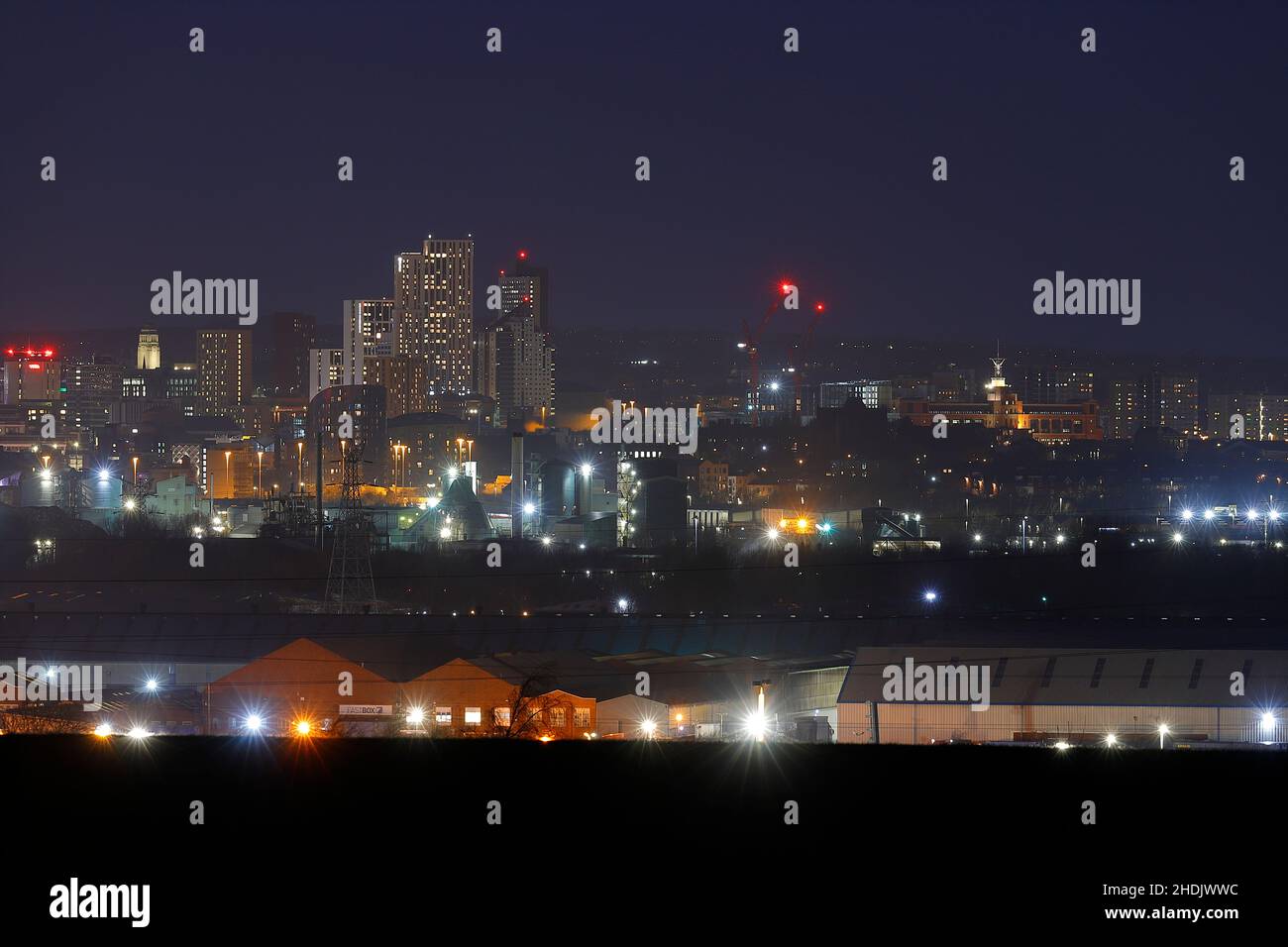 Leeds City Skyline at night Stock Photo - Alamy