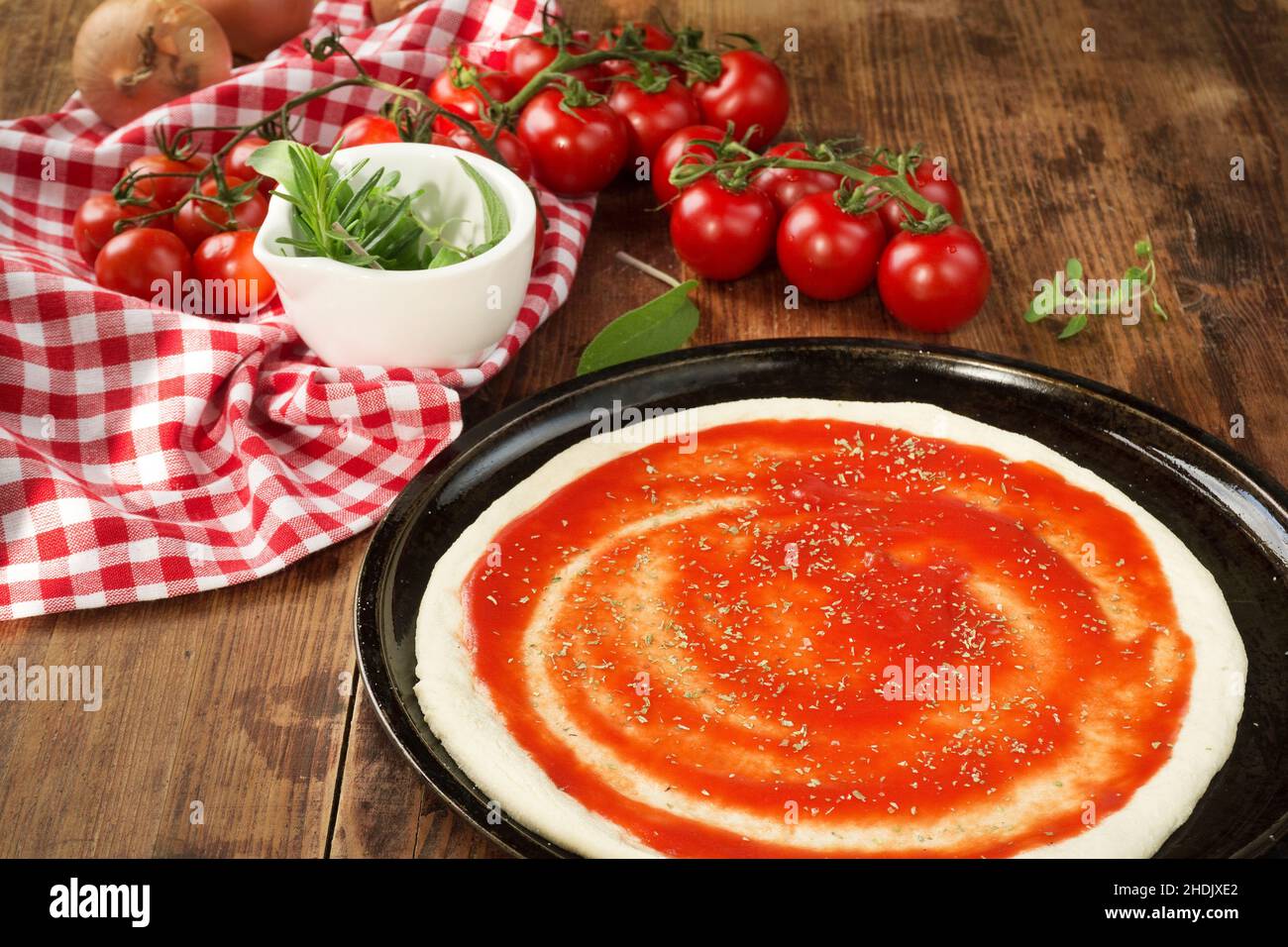 preparation, pizza, pizza topping, preparations, pizzas Stock Photo - Alamy