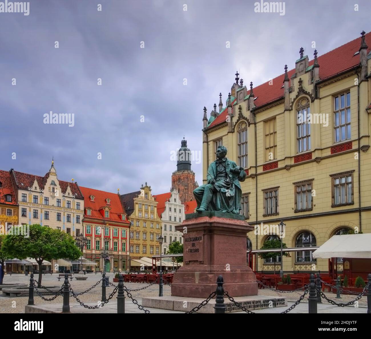bronze statue, wroclaw, alexander fredro, statues, wroclaws Stock Photo ...