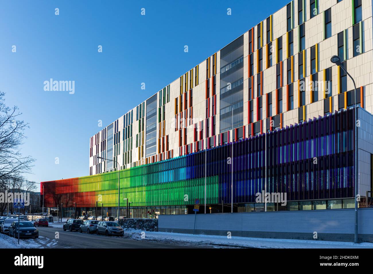 Uusi lastensairaala colourful facade in Meilahti district of Helsinki ...