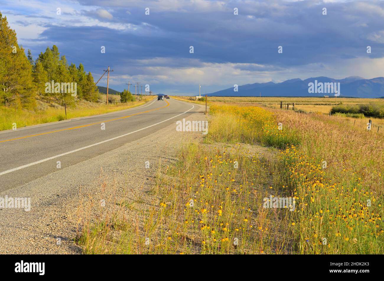 A scenic fall evening along Highway 24, north of Leadville CO Stock ...