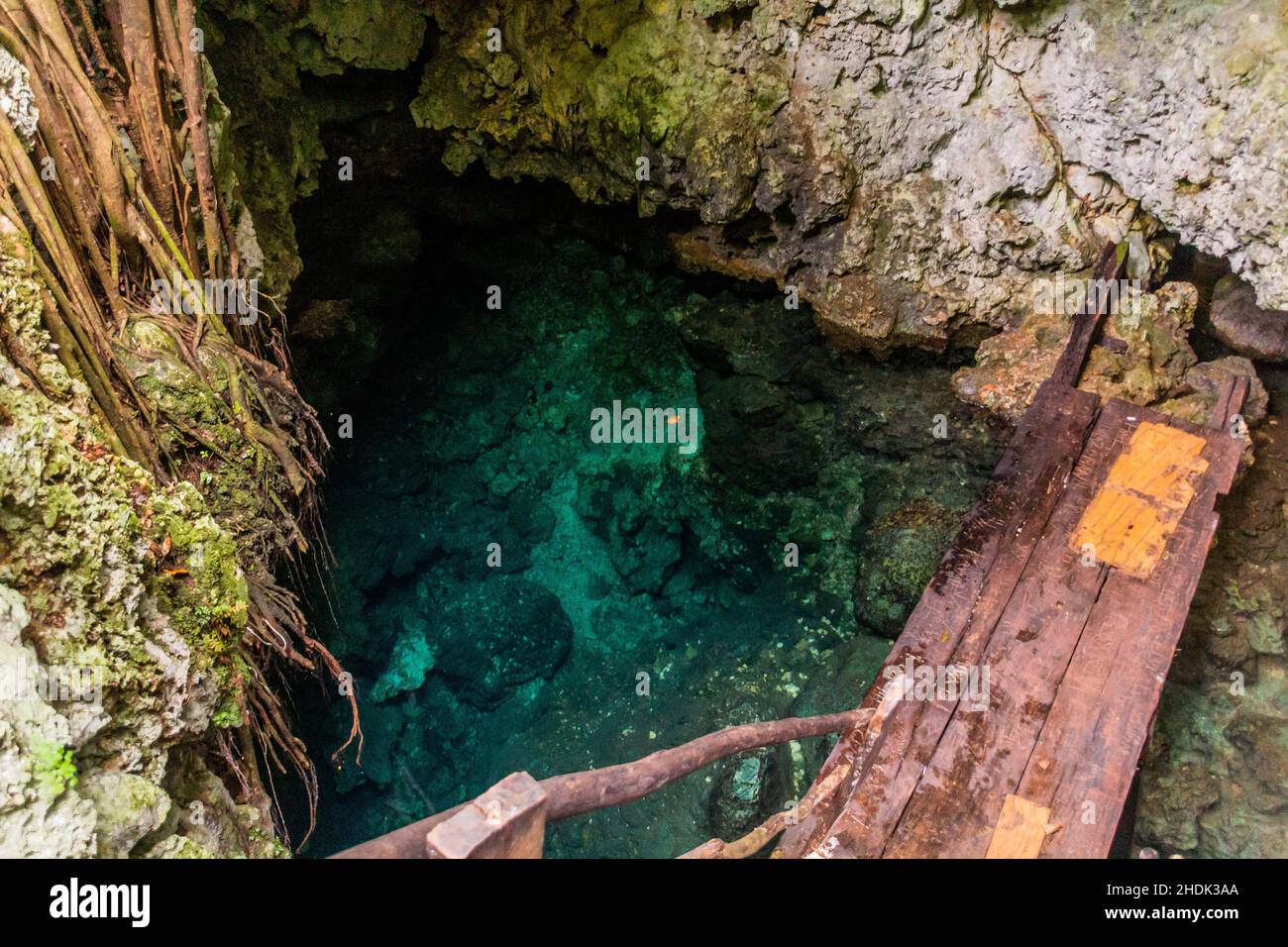 Pond in a cave in the National Park El Choco near Cabarete, Dominican ...