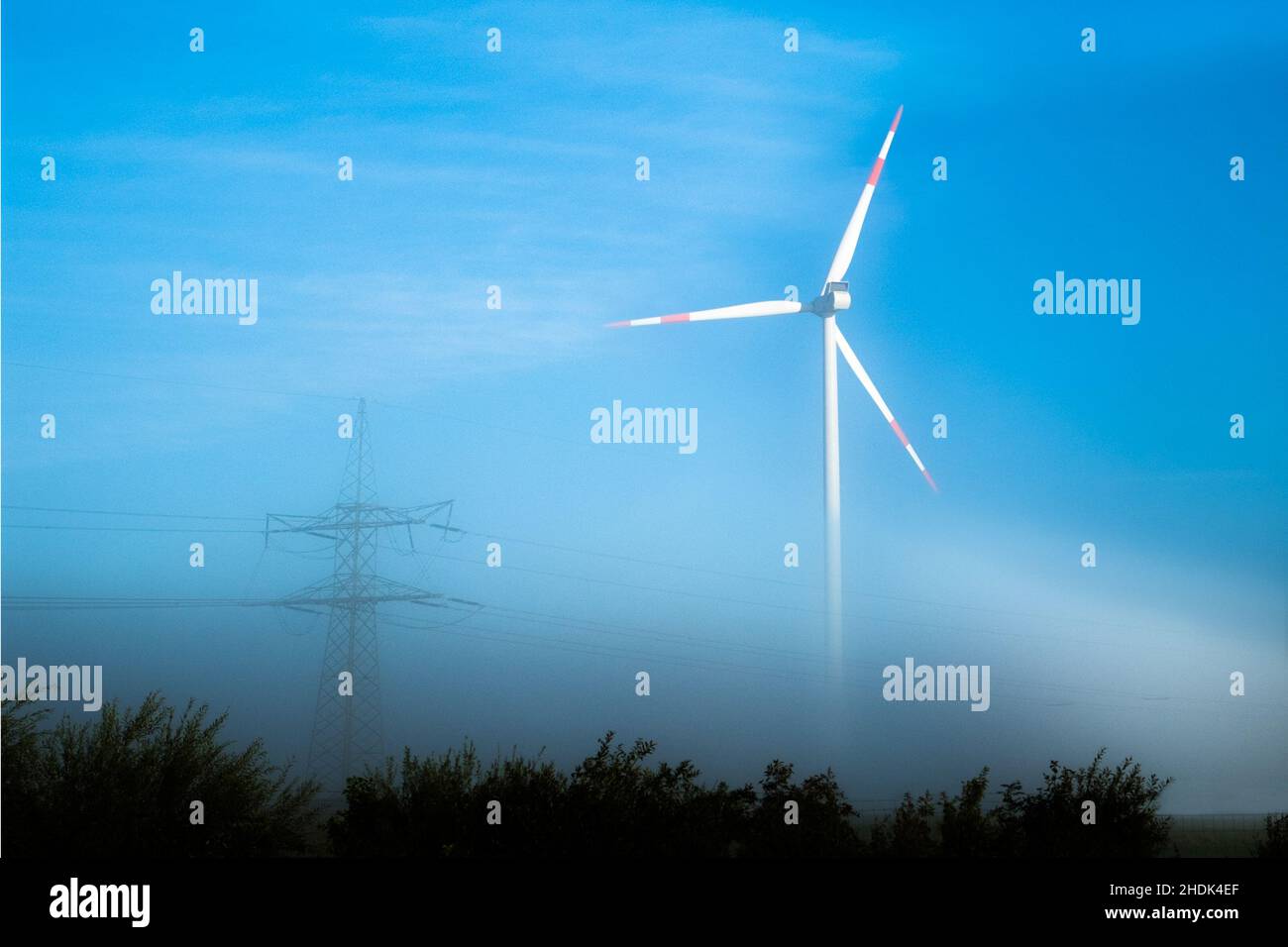 fog, electrical tower, wind power, fogs, electrical towers, wind powers ...