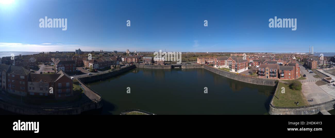 Wide panorama of Kingston upon Hull waterfront Stock Photo - Alamy