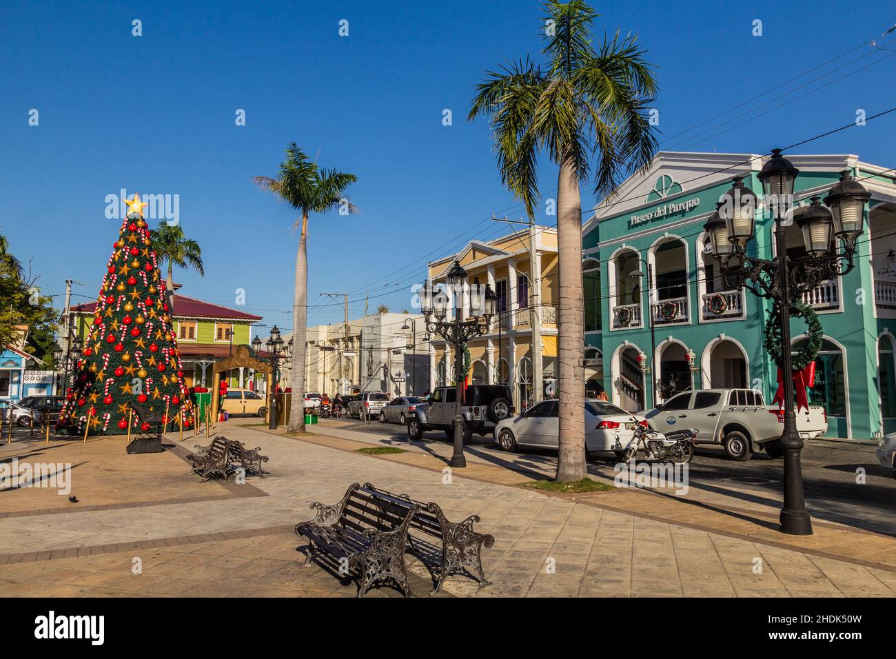 PUERTO PLATA, DOMINICAN REPUBLIC - DECEMBER 12, 2018: Christmas tree at ...