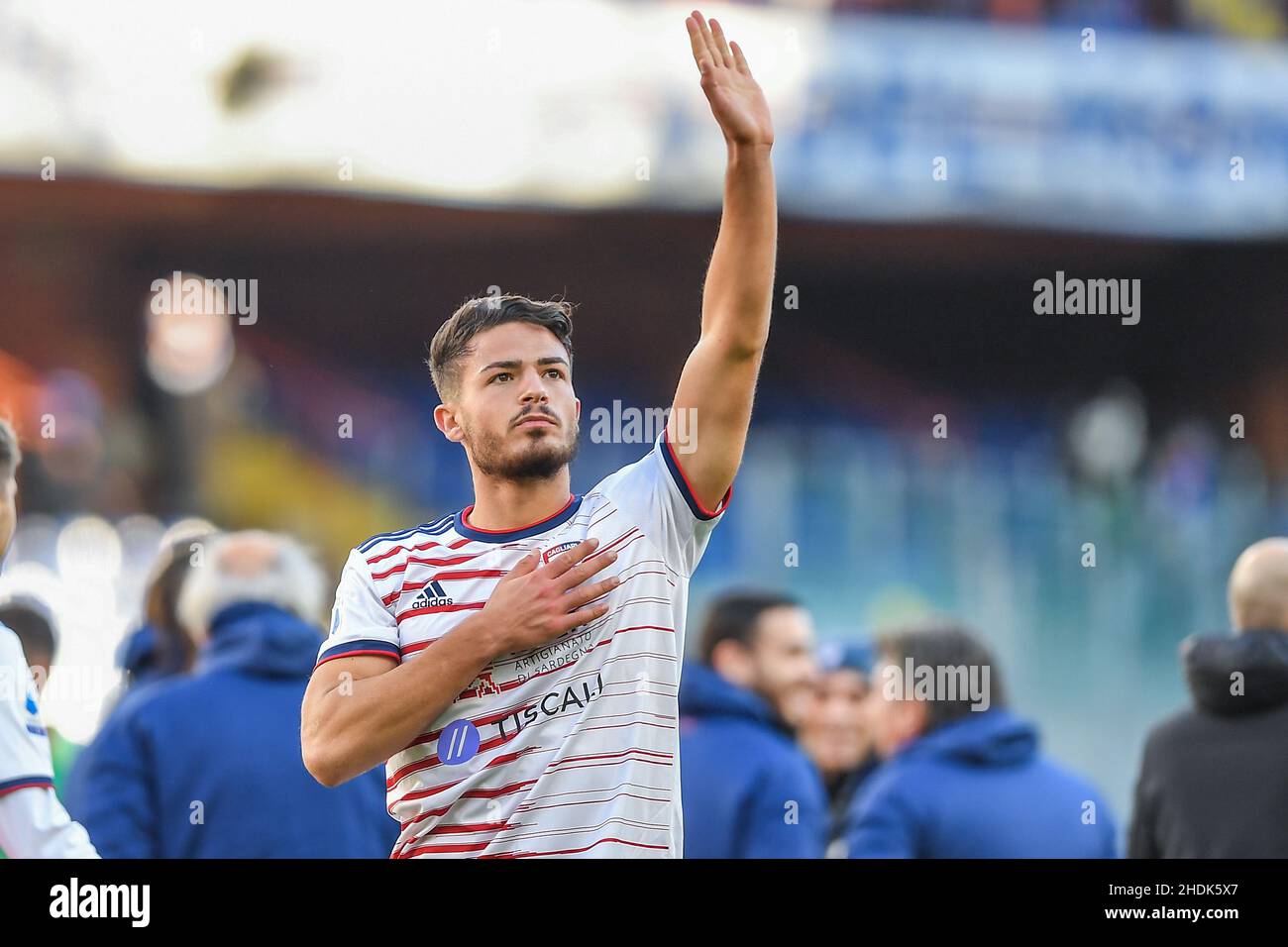 Genova, Italy. 06th Jan, 2022. Andrea Carboni (Cagliari) celebrates ...