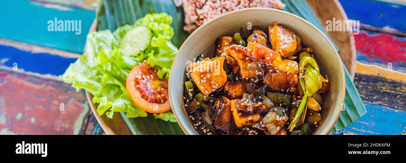 Popular Balinese meal of rice with variety of side dishes which are ...