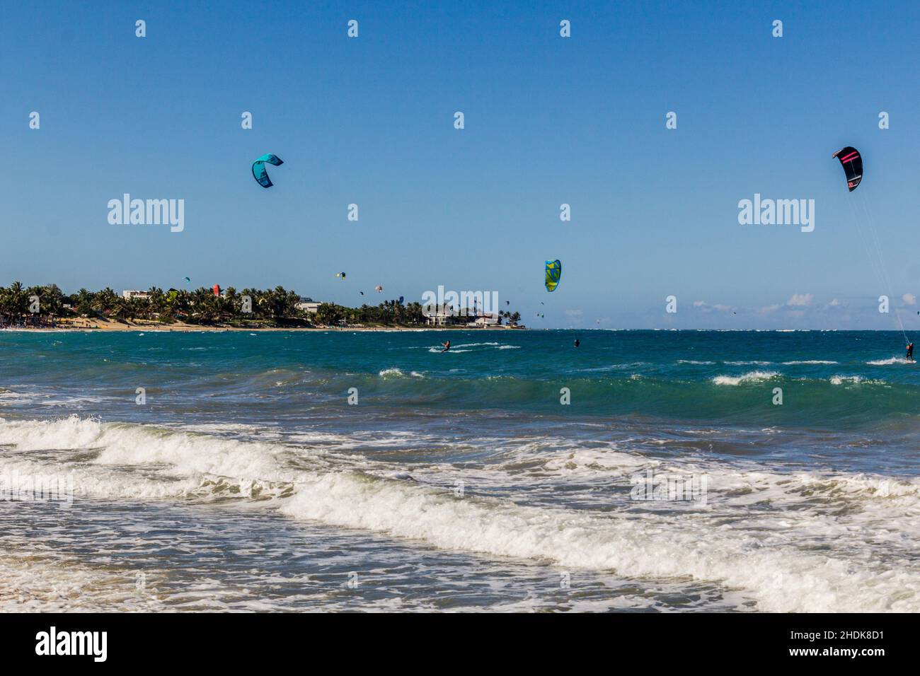 CABARETE, DOMINICAN REPUBLIC - DECEMBER 13, 2018: Kitesurfing on a ...