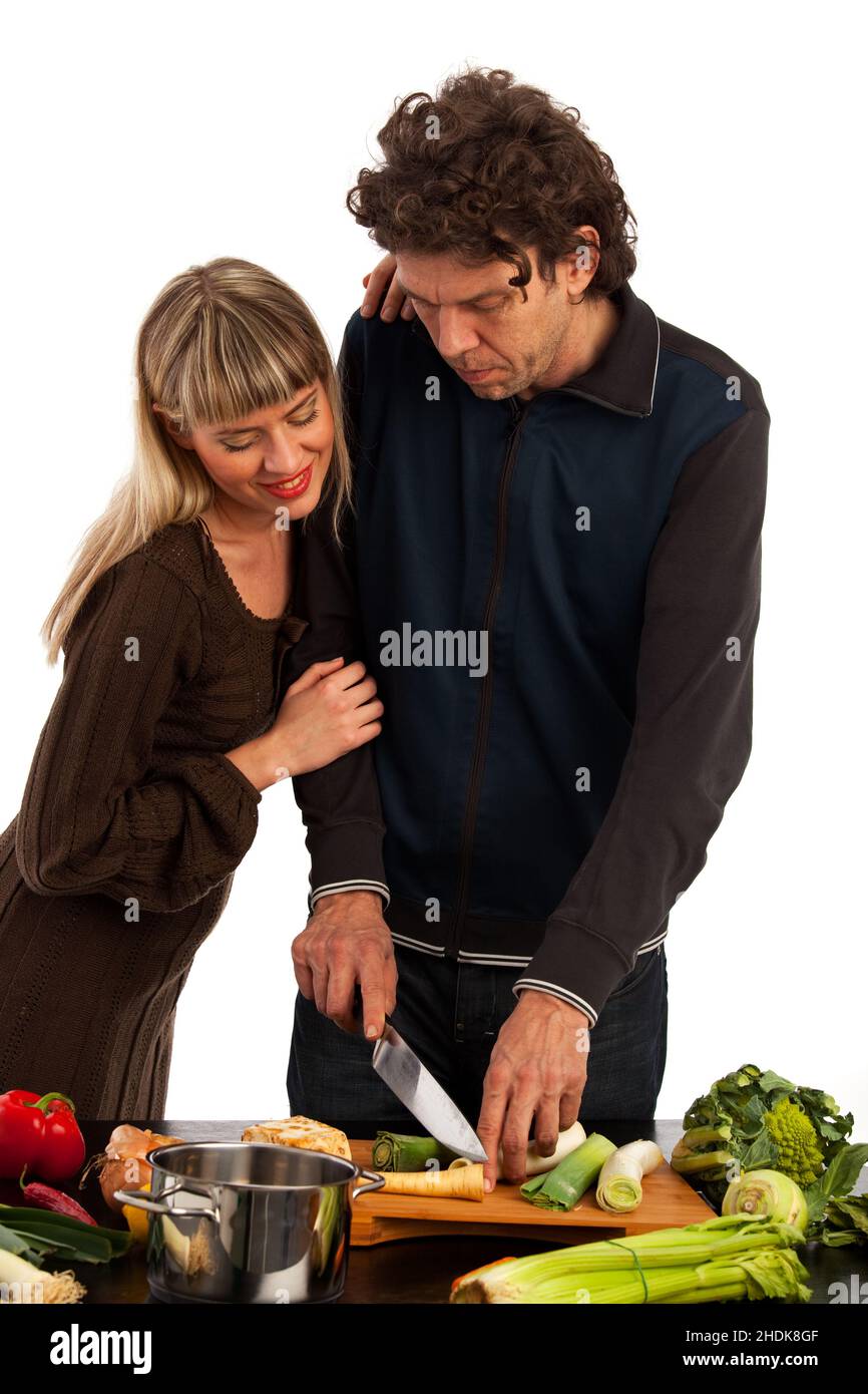 domestic life, cooking, love couple, at home, domestic lifes, living ...