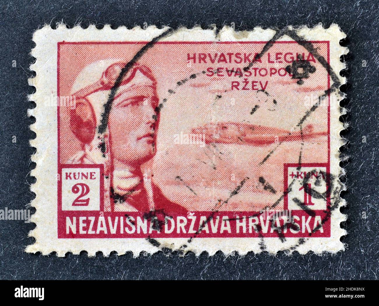 Cancelled postage stamp printed by Croatia, that shows Pilot at ...