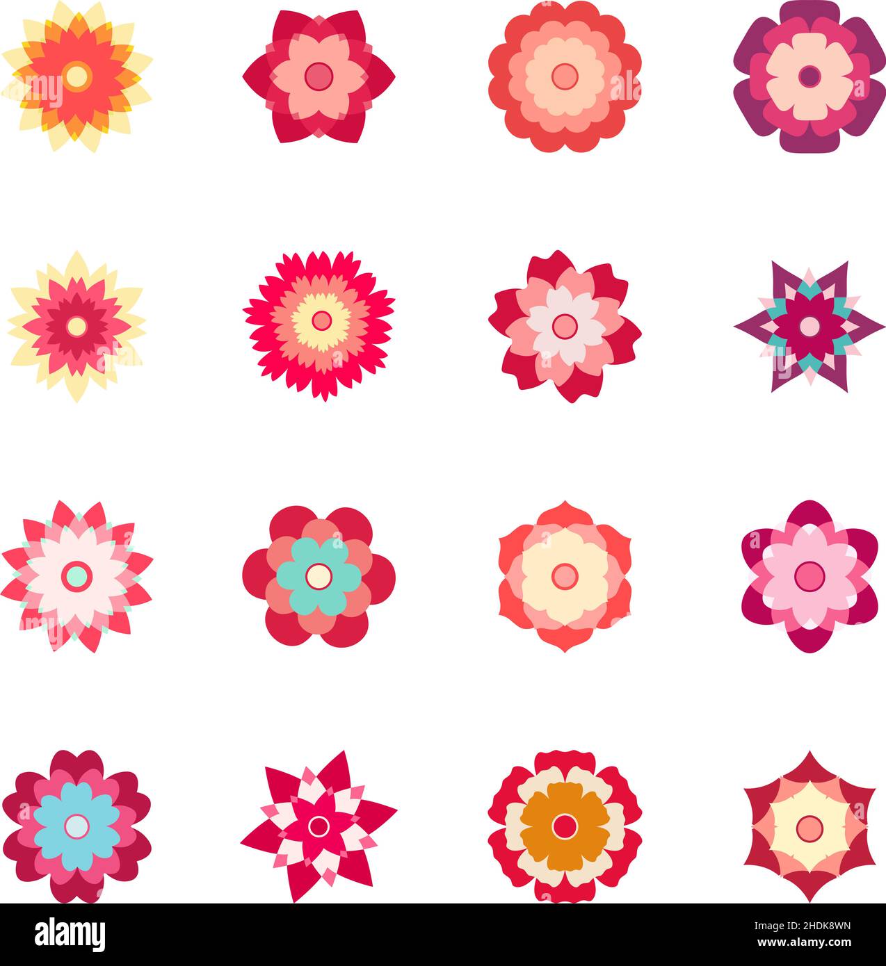 Set of colorful flowers, vector illustration Stock Vector Image & Art ...