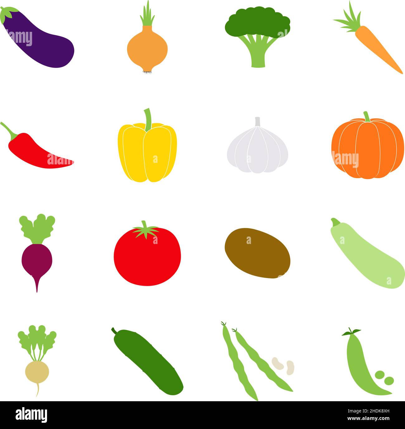Set of color vegetables icons, vector illustration Stock Vector Image ...
