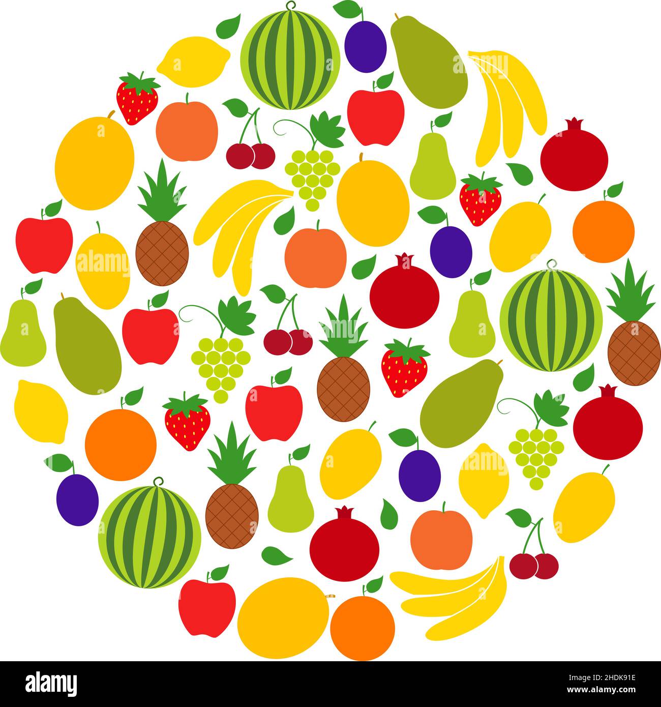 Circle of fruits and berries, vector illustration Stock Vector Image ...