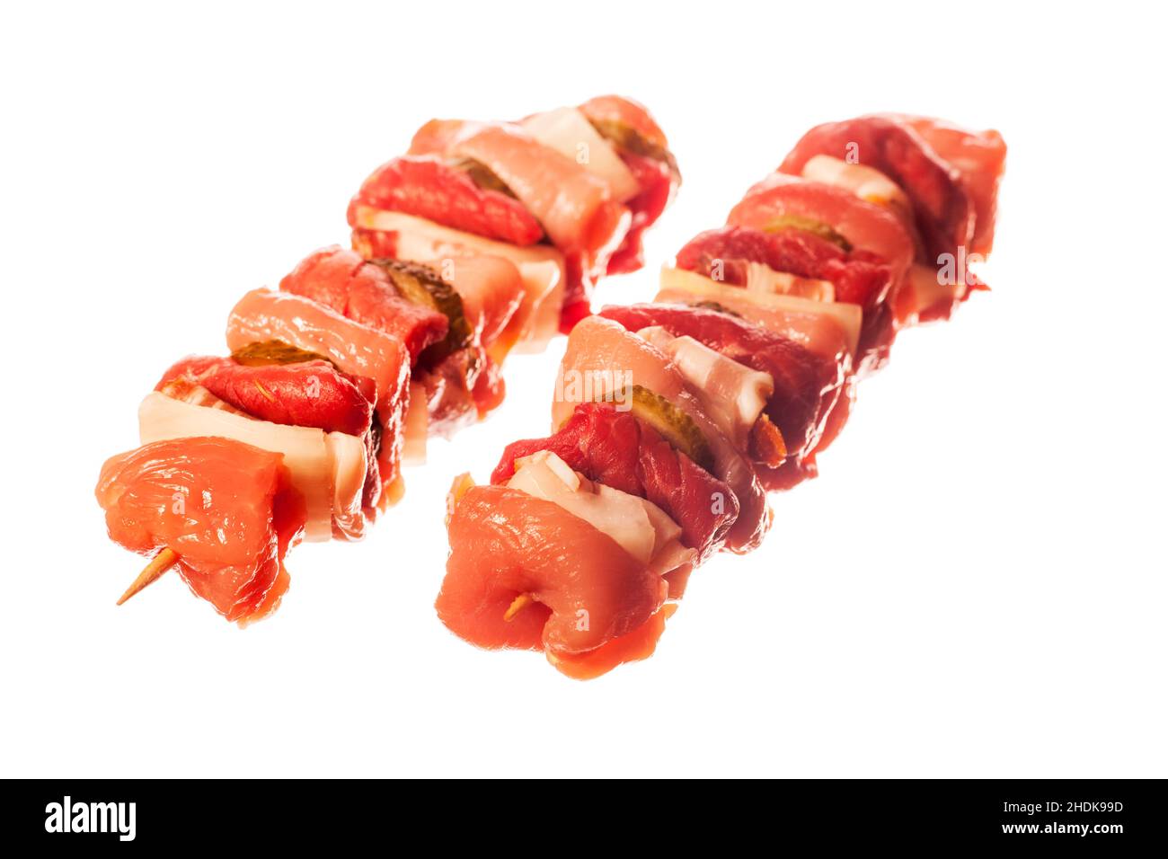 Raw meat on skewers Cut Out Stock Images & Pictures - Alamy