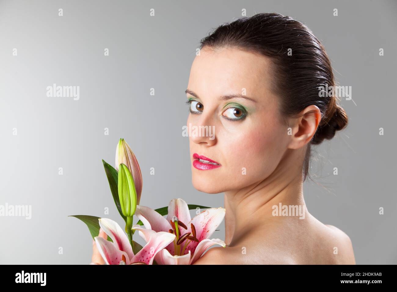 young woman, lily, girl, girls, woman, young women, lilies Stock Photo ...