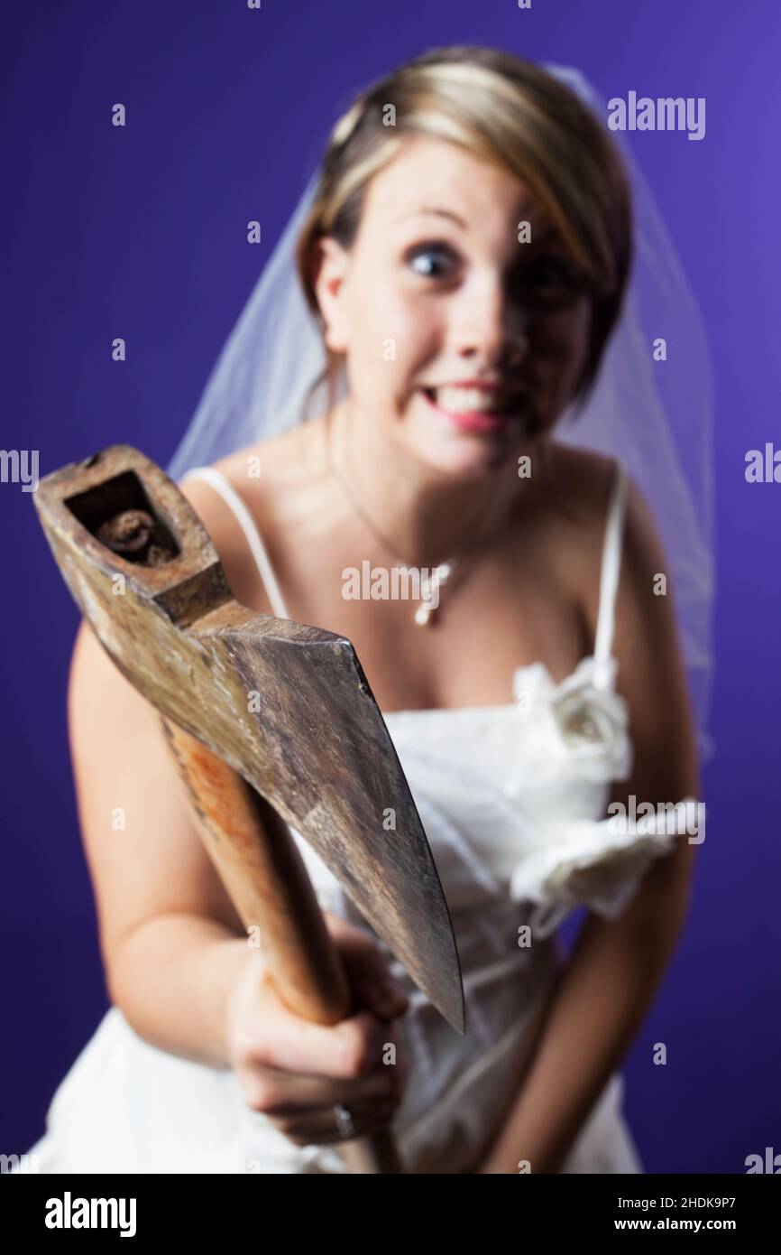 furious, bride, axe, angry, irate, brides, axes Stock Photo - Alamy