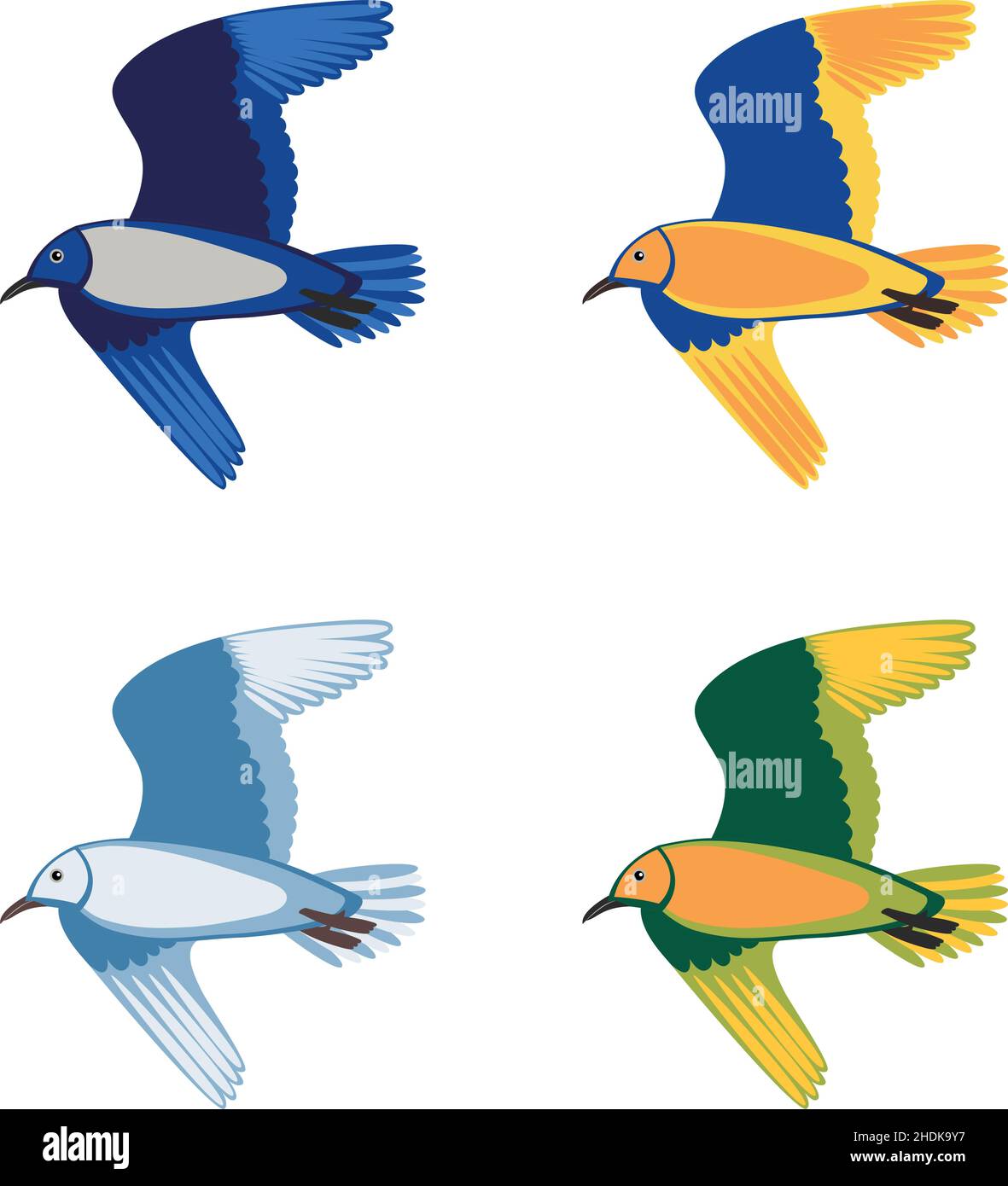 Set of colorful flying birds, vector illustration Stock Vector Image ...