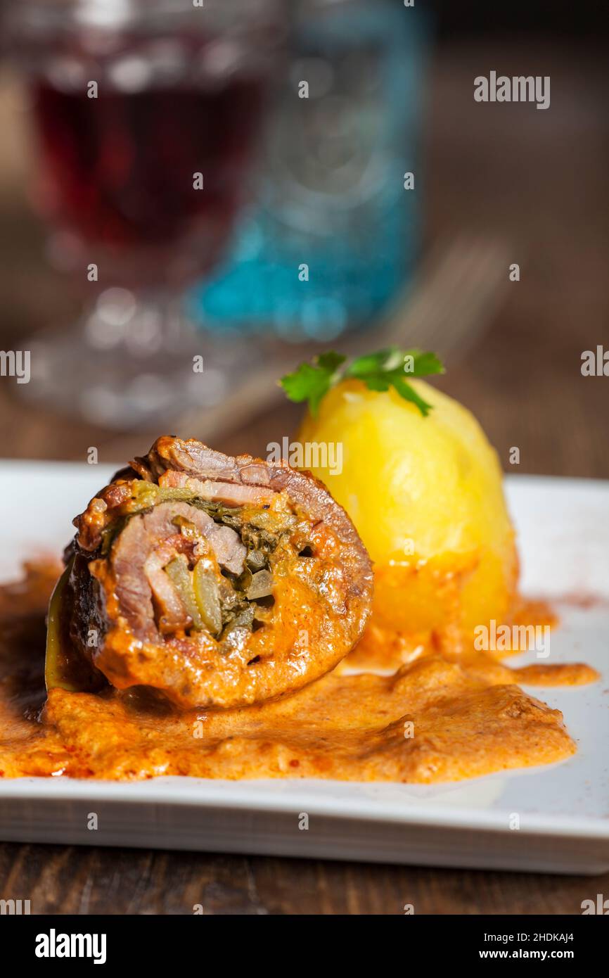 roulade, roulades, beef roulade, rinderroulade Stock Photo - Alamy