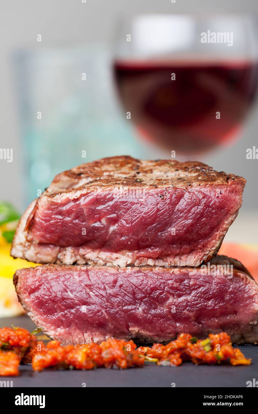 beef steak, blue rare, beef steaks Stock Photo - Alamy