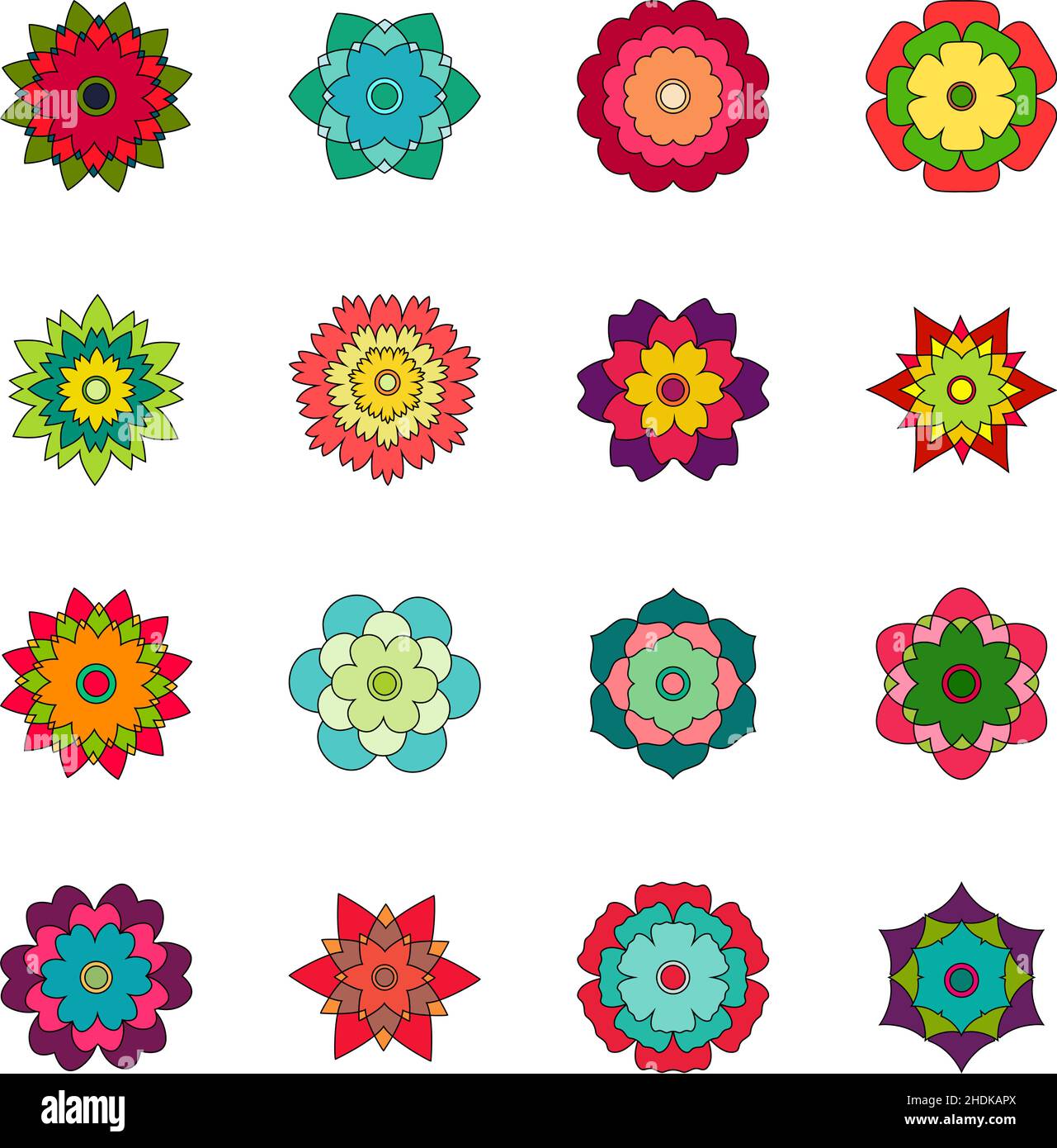 Set of bright flowers, vector illustration Stock Vector Image & Art - Alamy