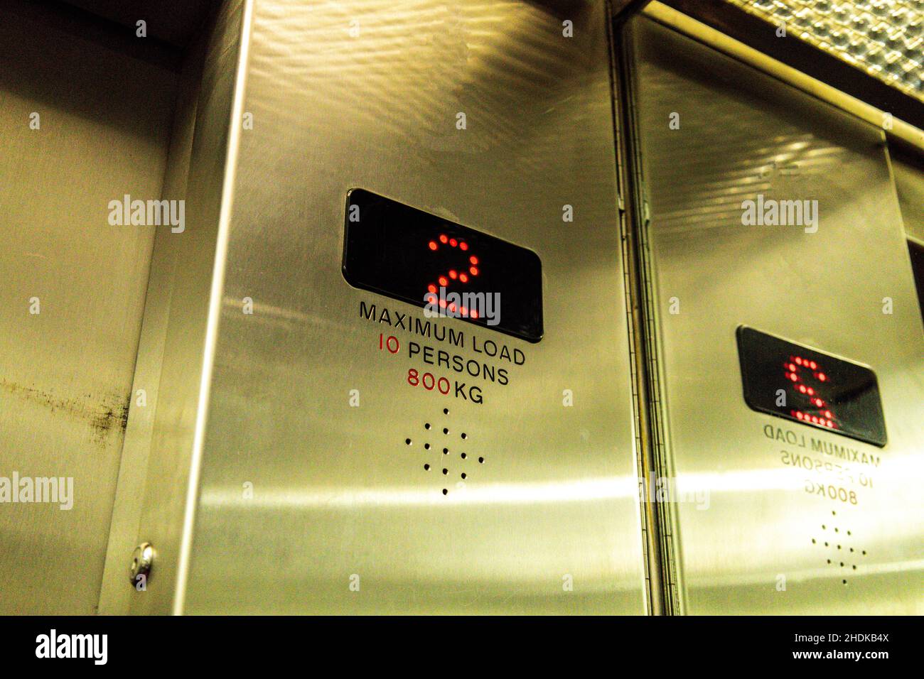 Buttons to control where an elevator / lift goes up or down and the ...