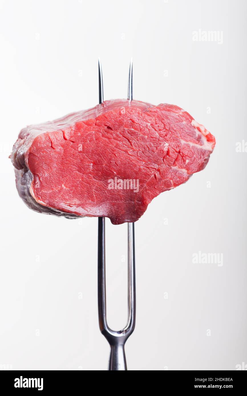 beef steak, meat fork, beef steaks, meat forks Stock Photo - Alamy