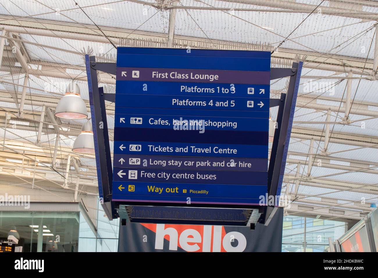 Direction Sign Inside Piccadilly Train Station At Manchester England 8 ...