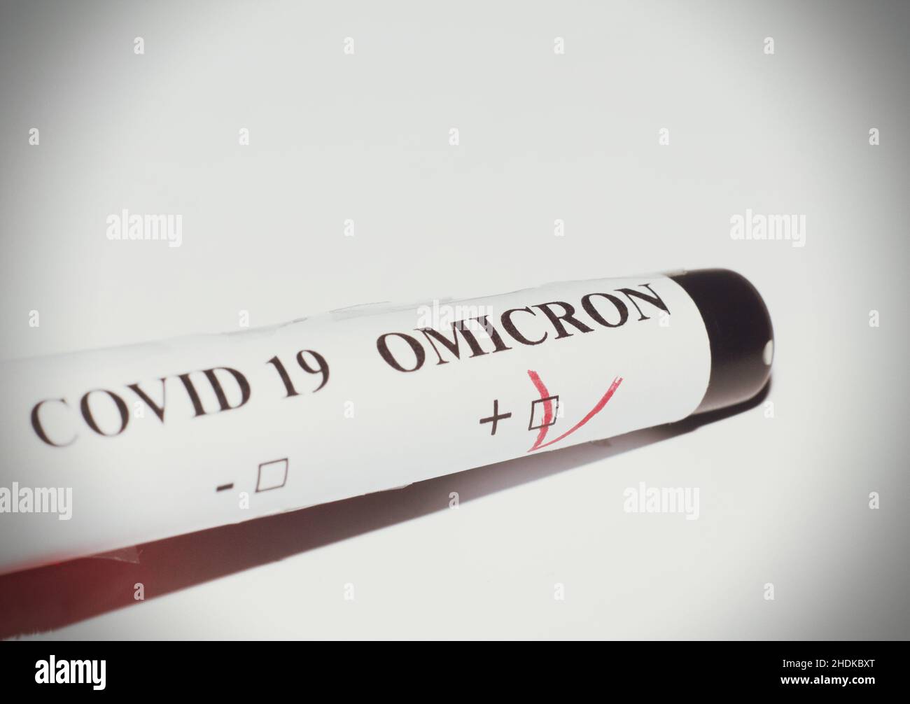 Isolated Covid-19 test tube showing positivity to Omicron Variant Stock ...